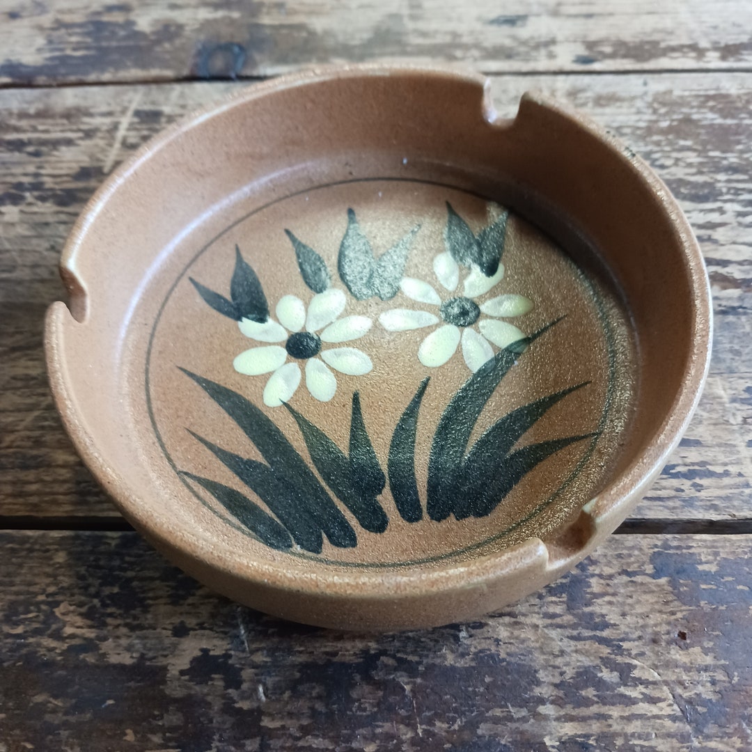 MCM Red Clay Flowered Ashtray - Etsy