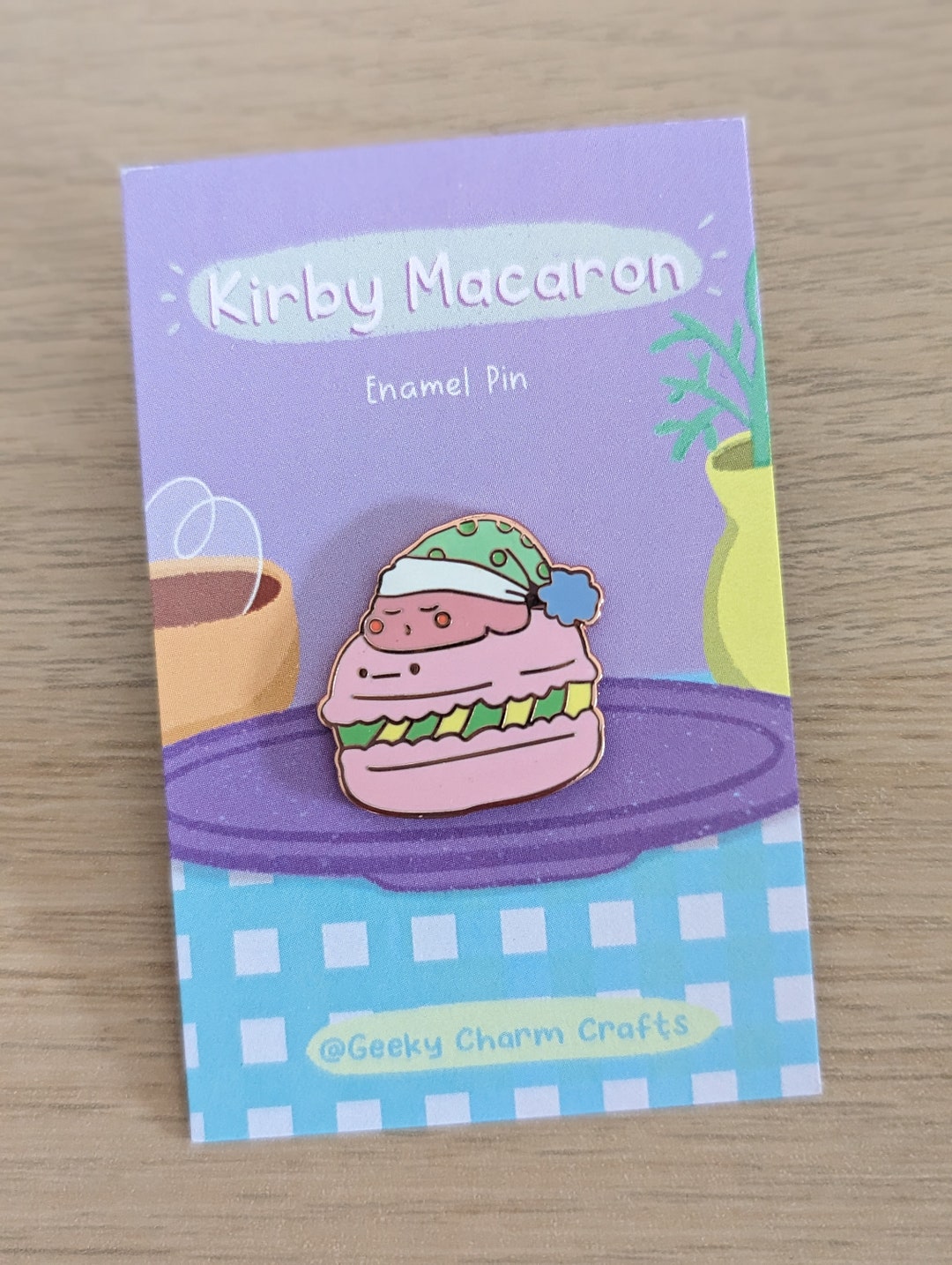Kirby Macaron Enamel Pin// Rose Gold Lapel Hard Enamel Pin// Cute ...
