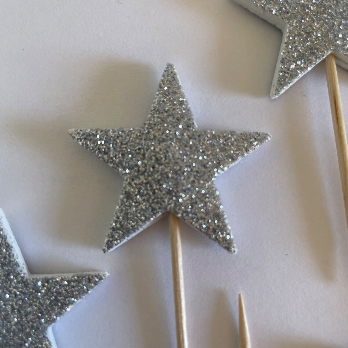 Glitter Silver Star Cake Topper Set / Twinkle Twinkle Little Star Cake ...