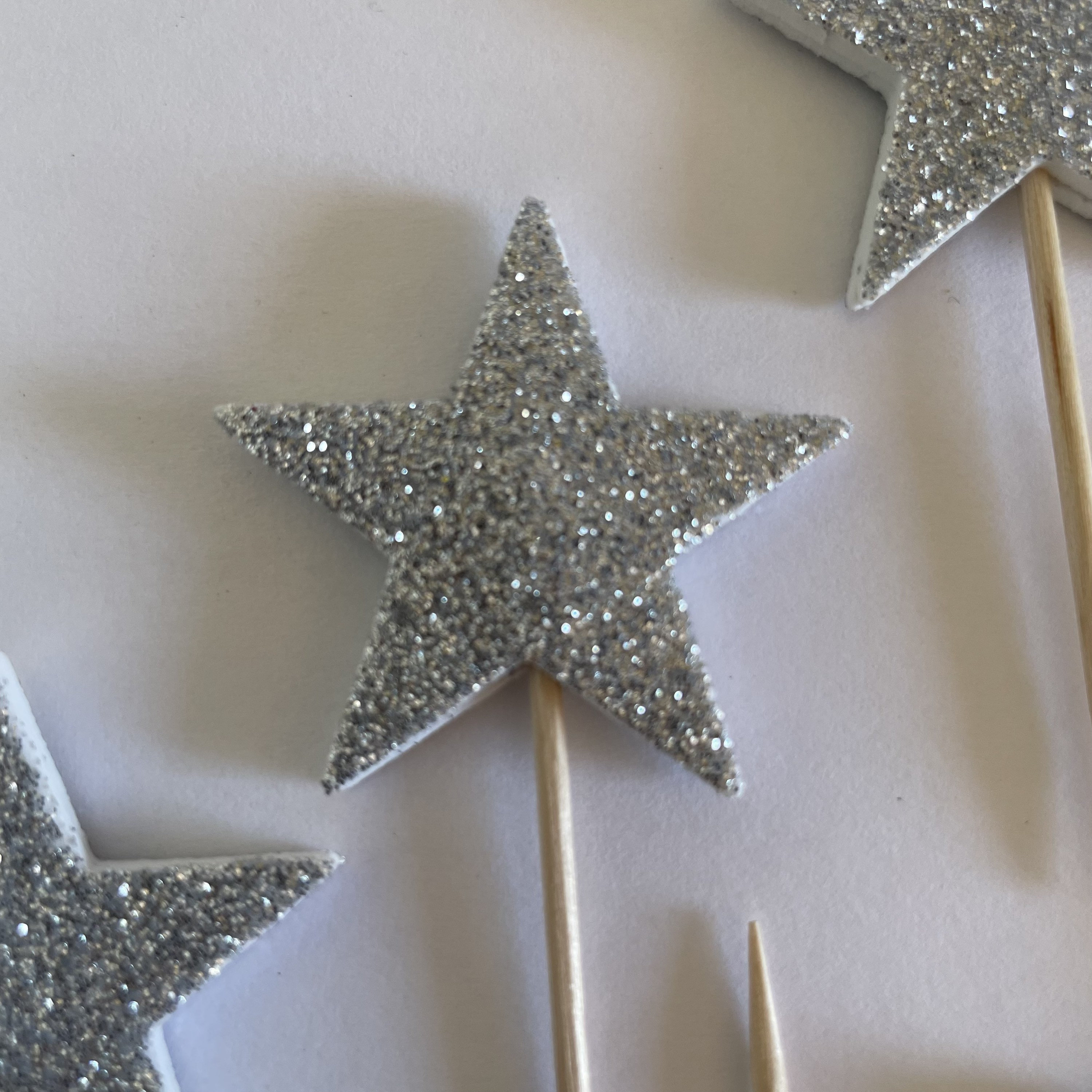 Glitter Silver Star Cake Topper Set / Twinkle Twinkle Little Star Cake ...