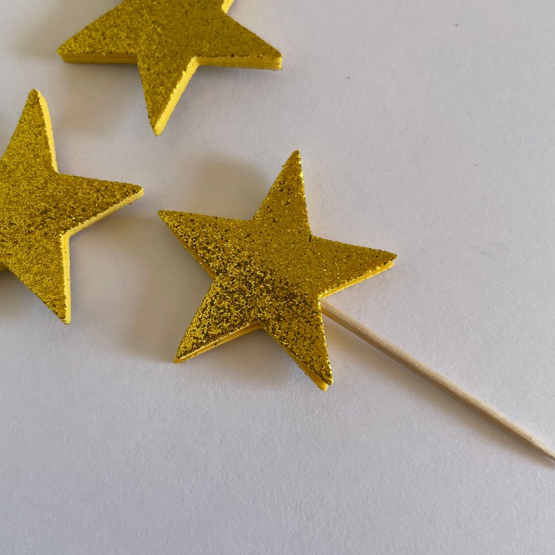 Glitter Star Cake Topper Toothpick/ Gold Star Muffin Topper / Twinkle ...