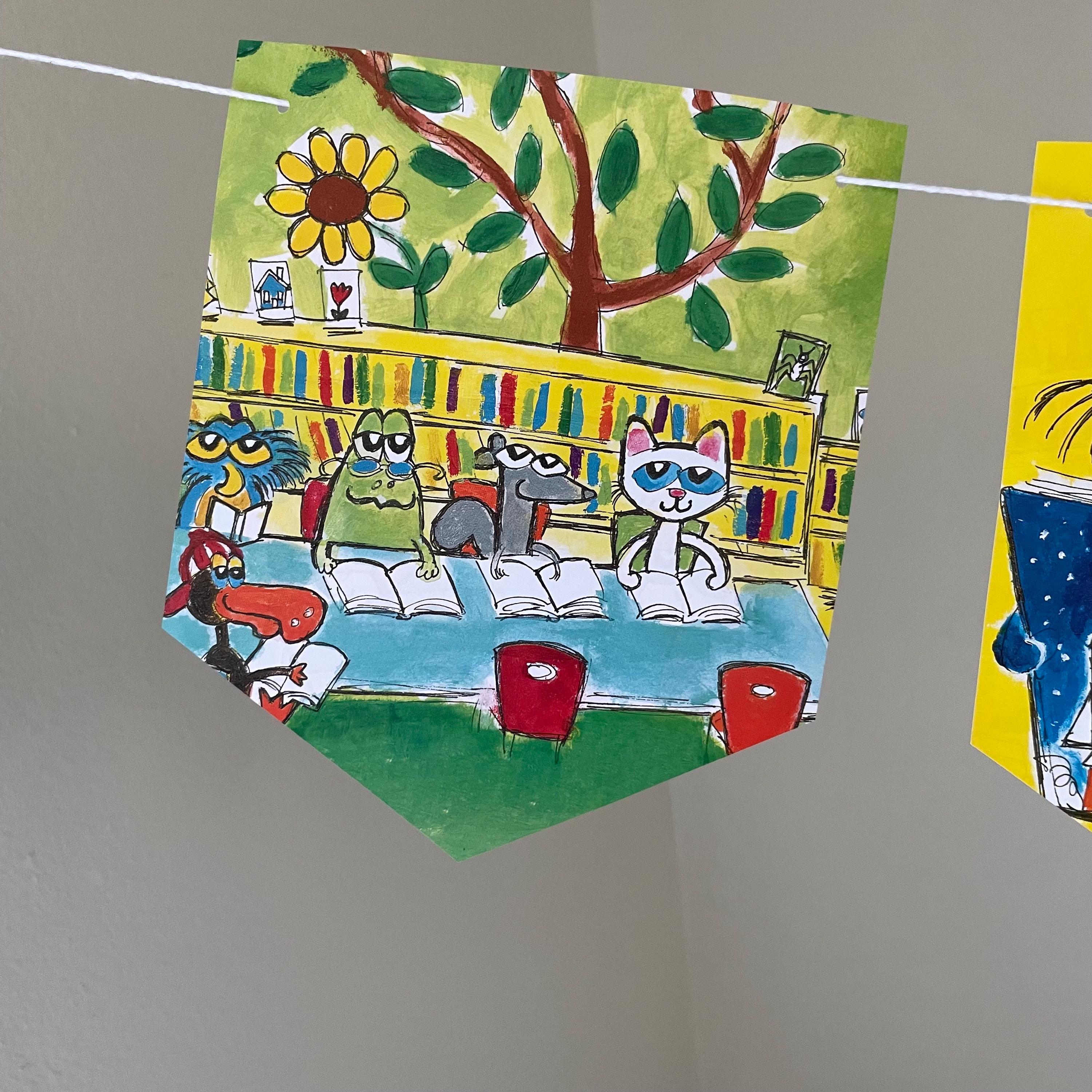Pete the Cat Library Paper Garland / Cat Birthday Party Garland / Pete ...