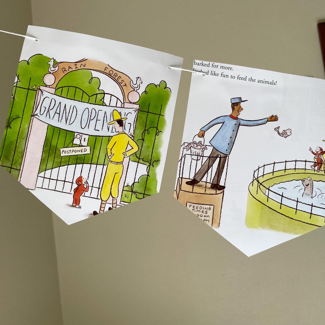 Curious George Feeds Animals Book Paper Garland / Curious George ...