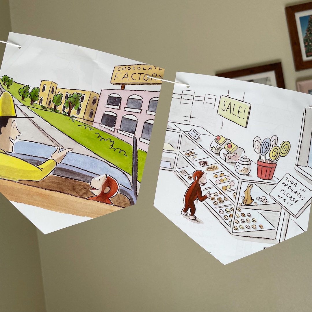 Curious George Chocolate Factory Book Paper Garland / Curious George ...