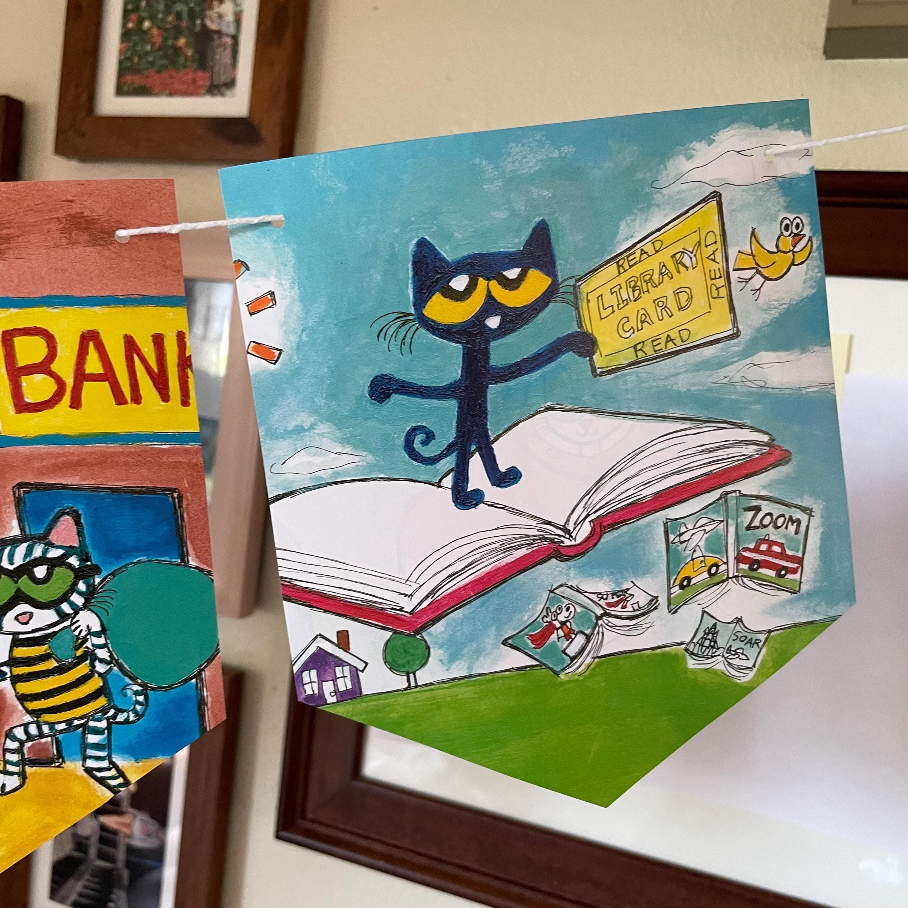 Pete the Cat Library Paper Garland / Cat Birthday Party Garland / Pete ...