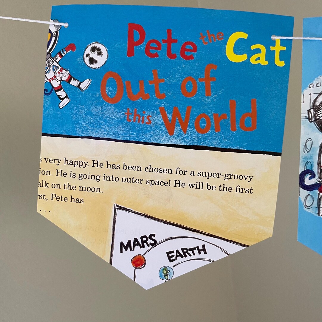 Pete the Cat Out of This World Paper Garland / Cat Birthday Party ...