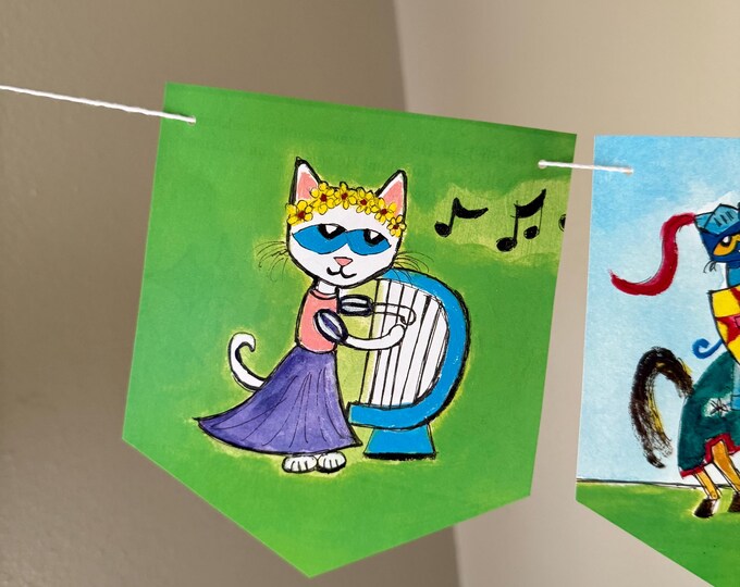 Pete the Cat Sir Pete the Brave Paper Garland / Cat Birthday Party ...