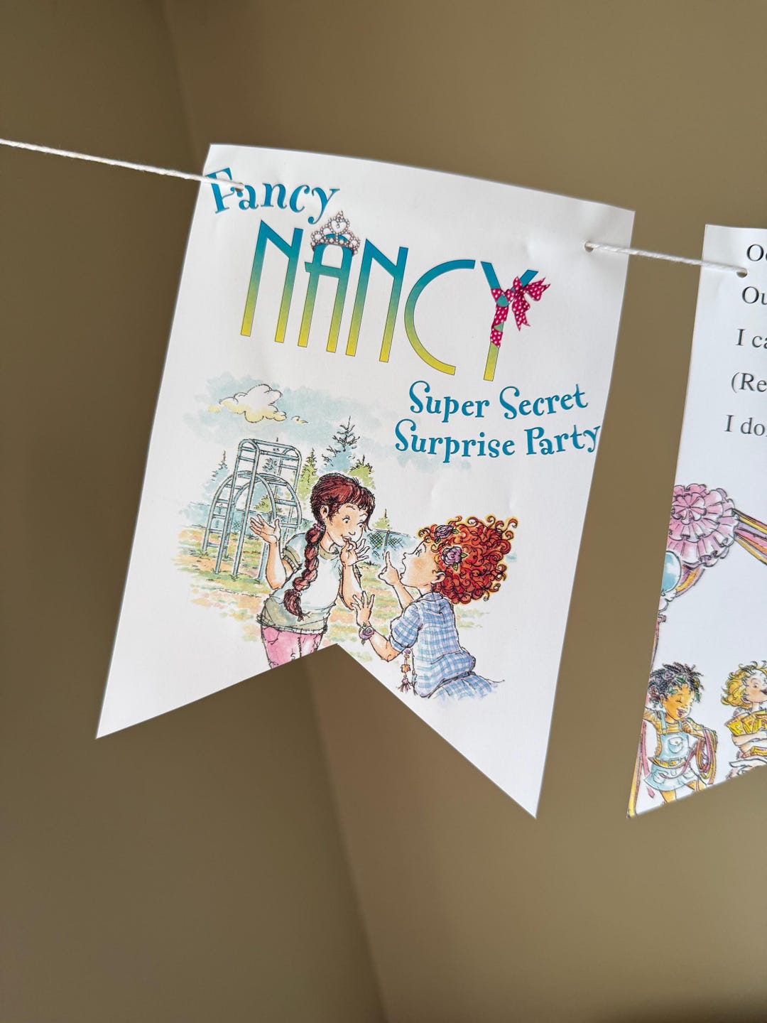 Fancy Nancy Super Secret Surprise Party Book Paper Bunting / Fancy ...