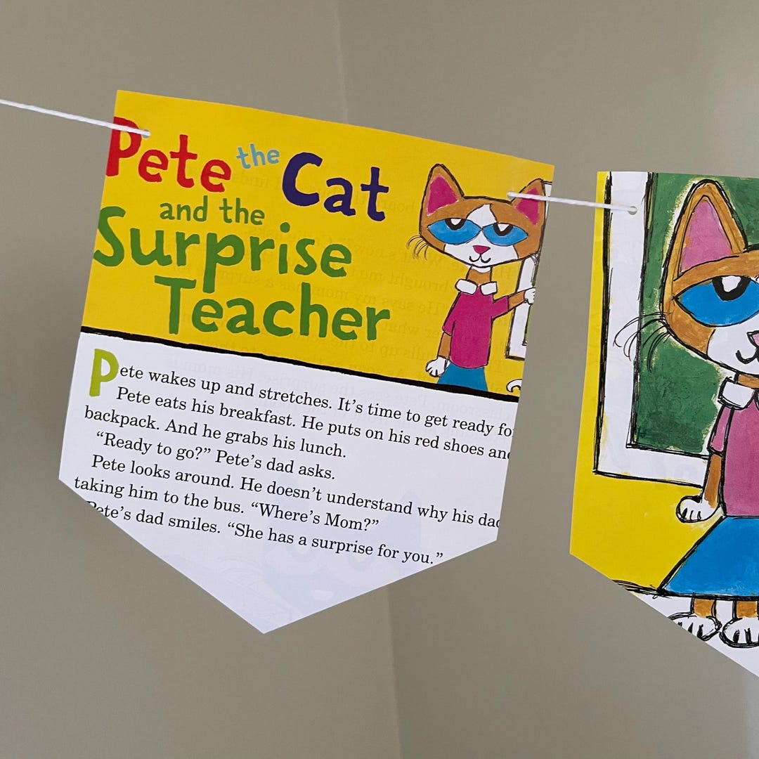 Pete the Cat Surprise Teacher Paper Garland / Cat Birthday Party ...