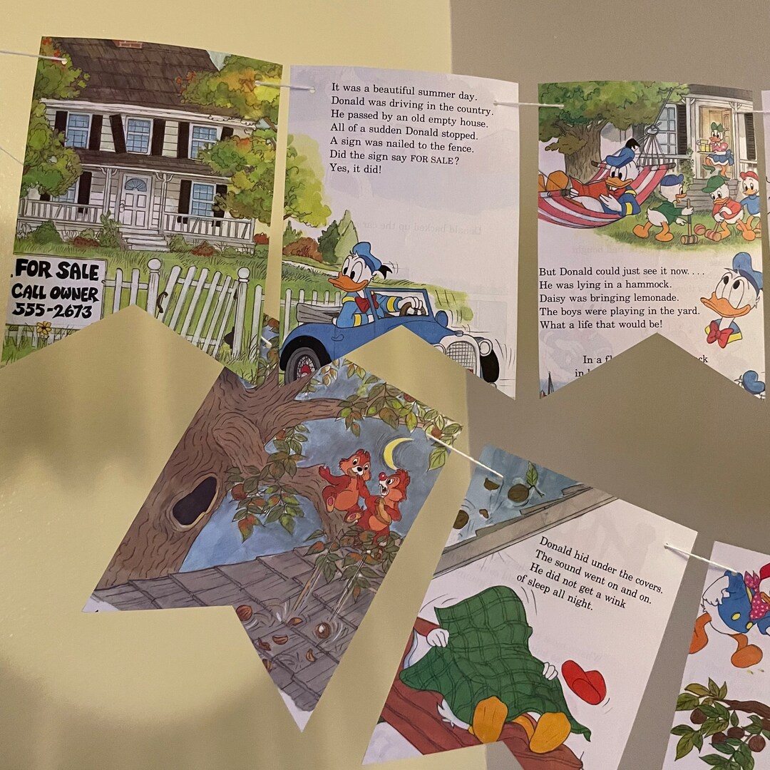 Vintage Donald Duck Book Paper Garland / Donald Duck Buys a House Book ...