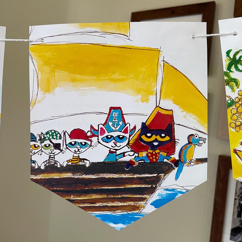 Pete the Cat Treasure Map Paper Garland / Cat Birthday Party Garland ...