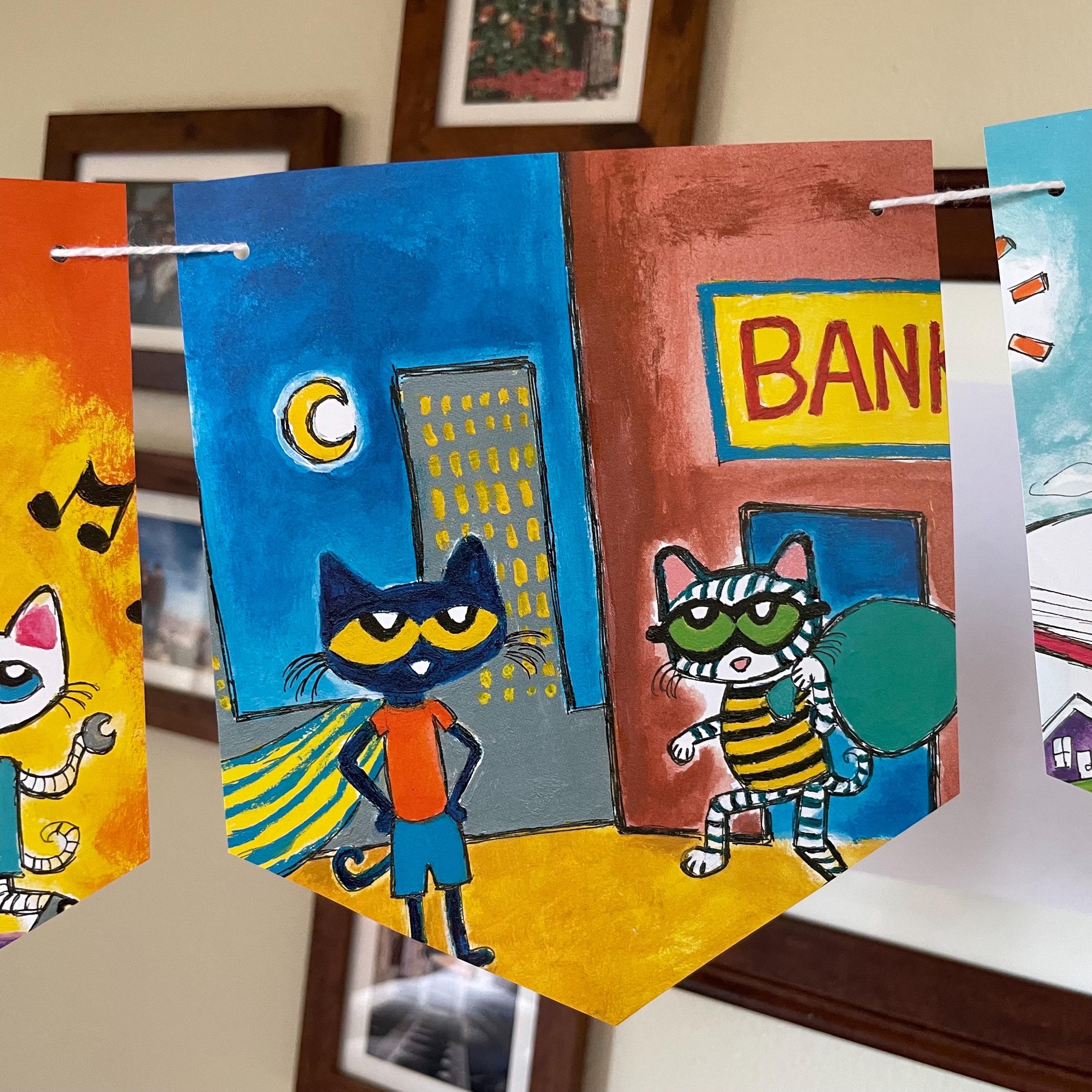 Pete the Cat Library Paper Garland / Cat Birthday Party Garland / Pete ...