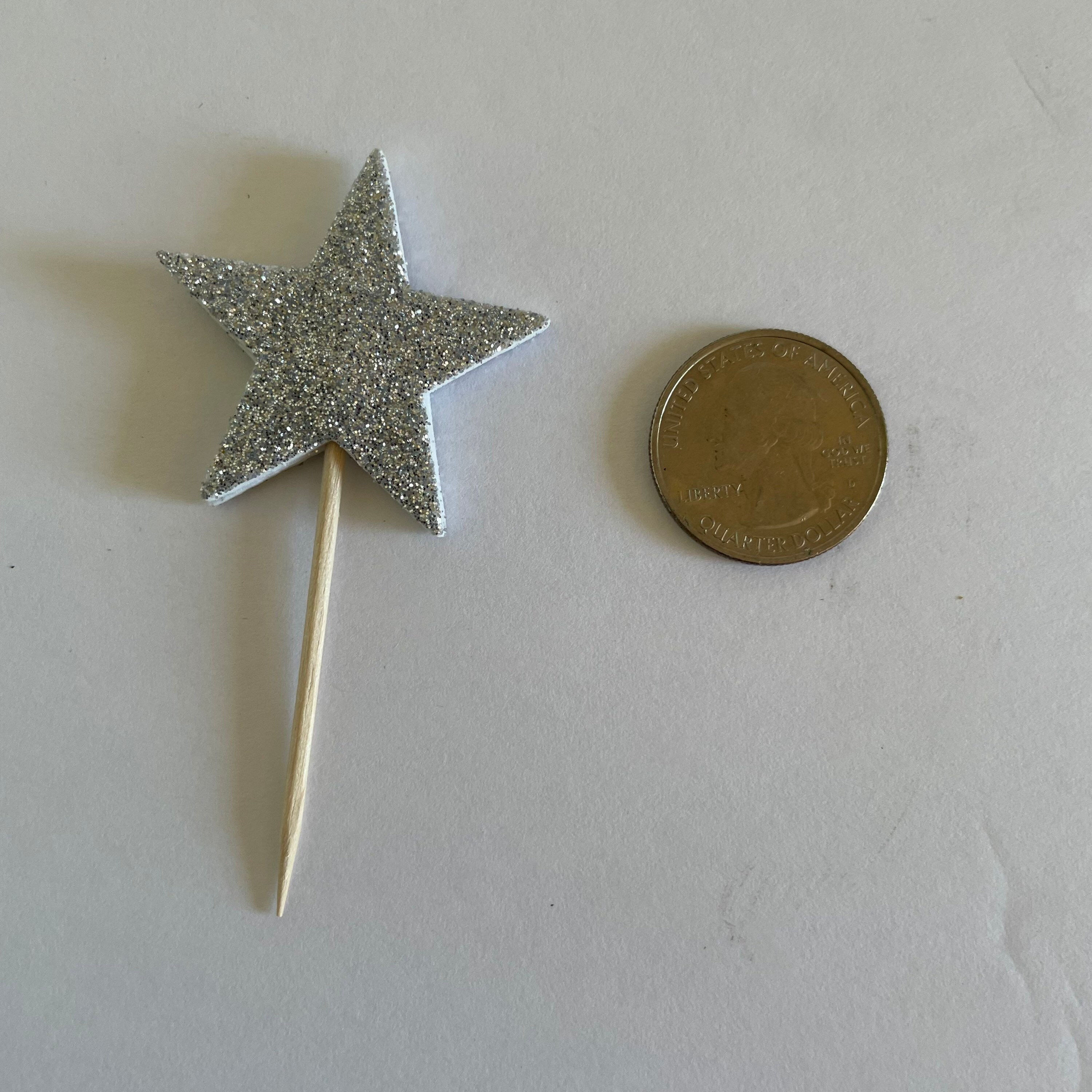 Glitter Silver Star Cake Topper Set / Twinkle Twinkle Little Star Cake ...