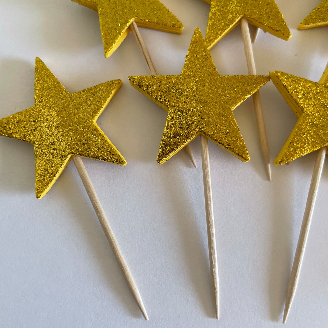 Glitter Star Cake Topper Toothpick/ Gold Star Muffin Topper / Twinkle ...