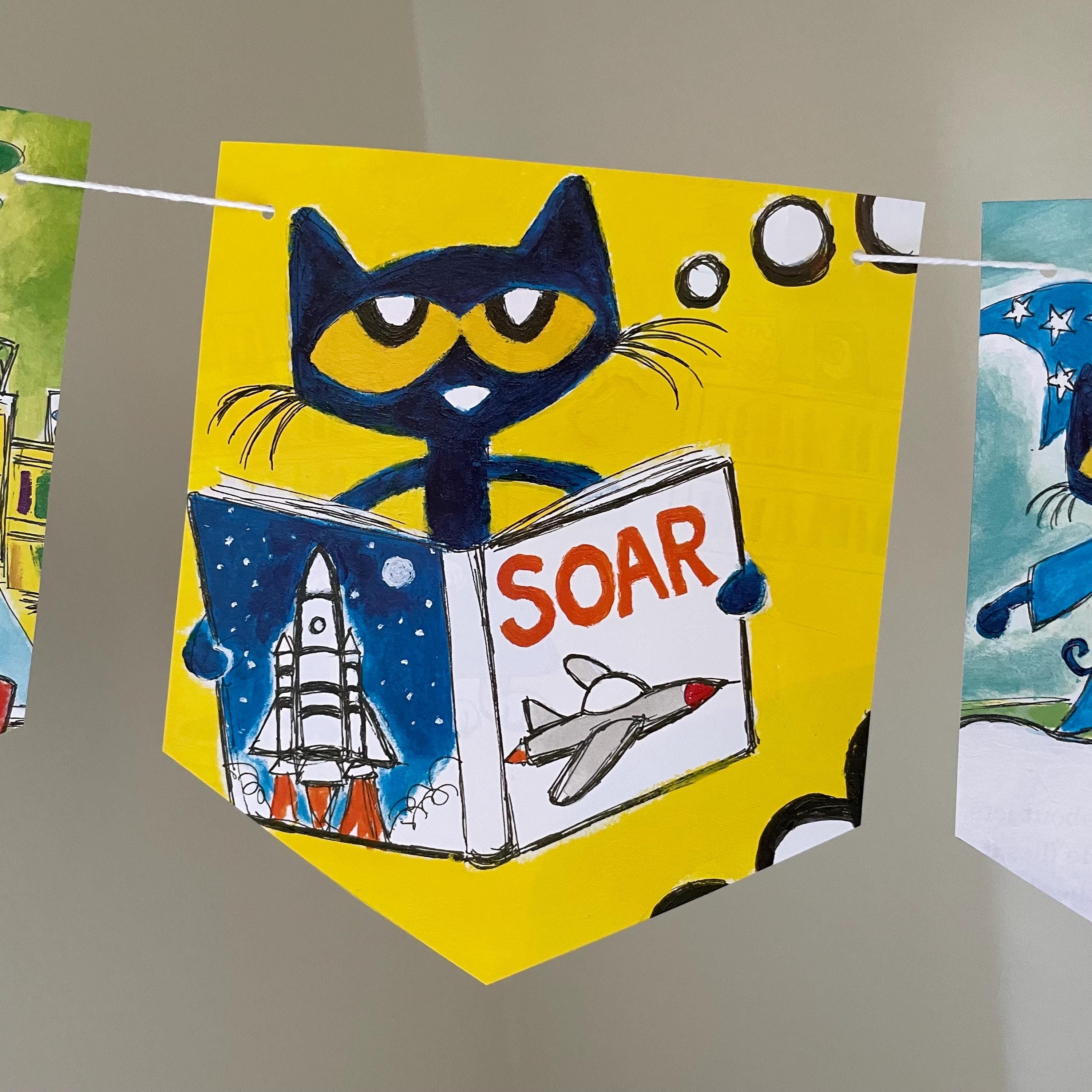 Pete the Cat Library Paper Garland / Cat Birthday Party Garland / Pete ...