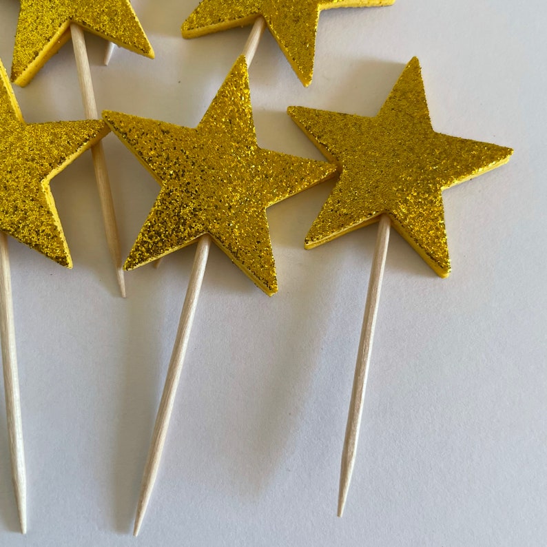 Glitter Star Cake Topper Toothpick/ Gold Star Muffin Topper / Twinkle ...