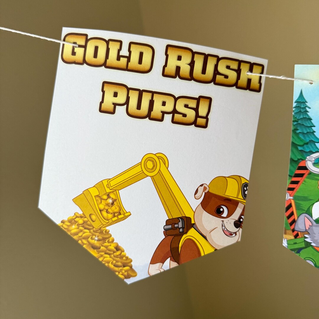 Paw Patrol Gold Rush Pups Paper Garland/ Paw Patrol Paper Bunting /paw ...