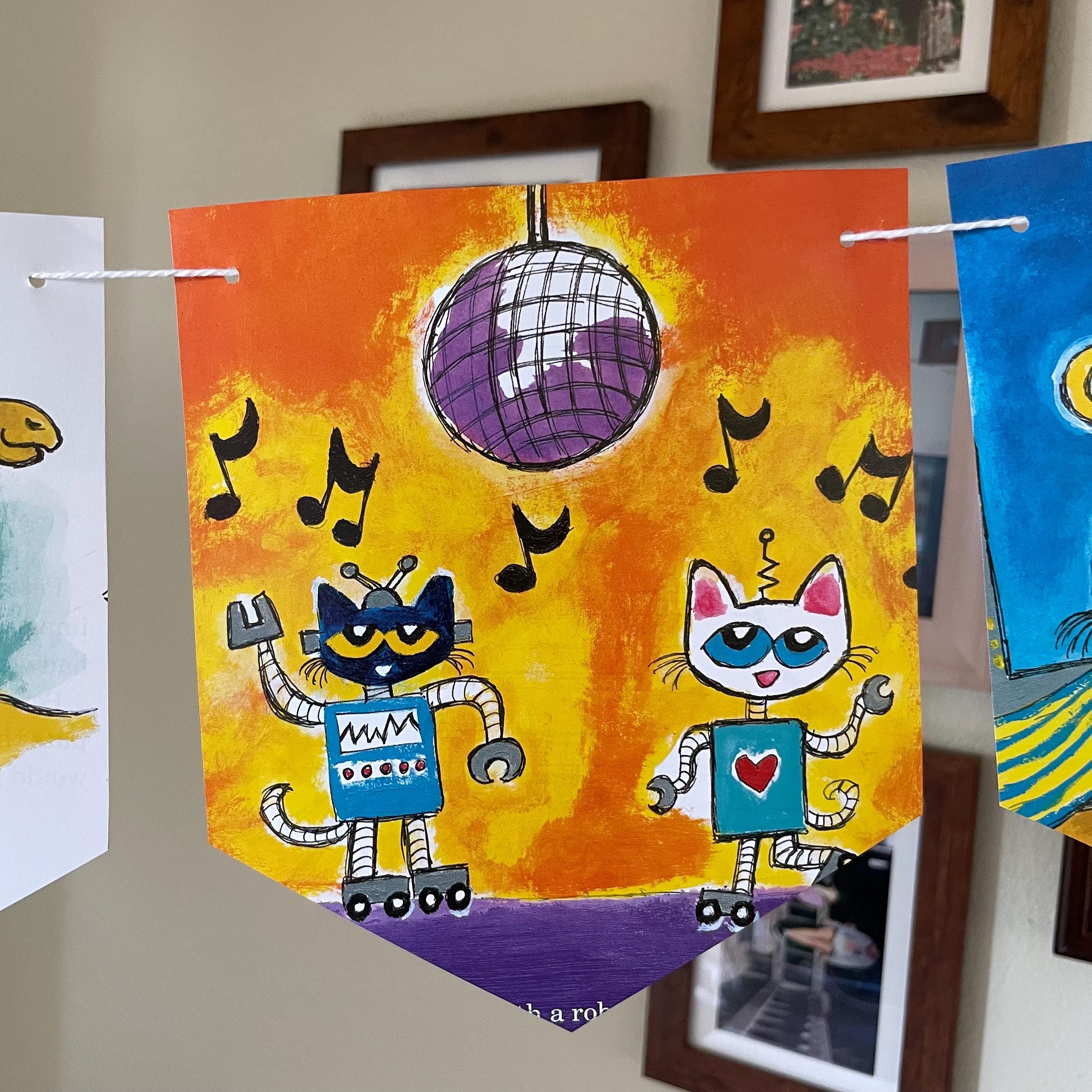 Pete the Cat Library Paper Garland / Cat Birthday Party Garland / Pete ...