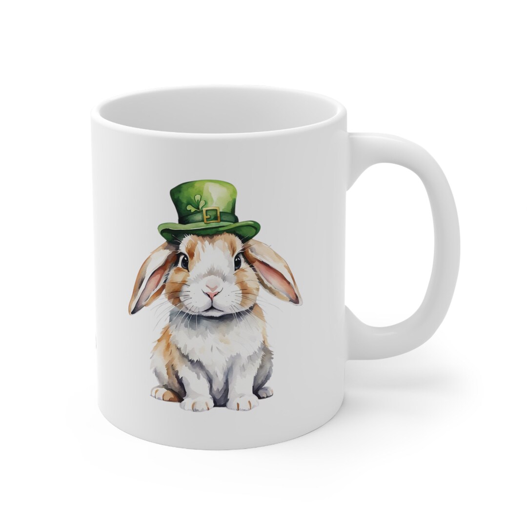 Rabbit Mug St Paddy, Custom Bunny Cup Rabbit Mom, Rabbit Gift ...