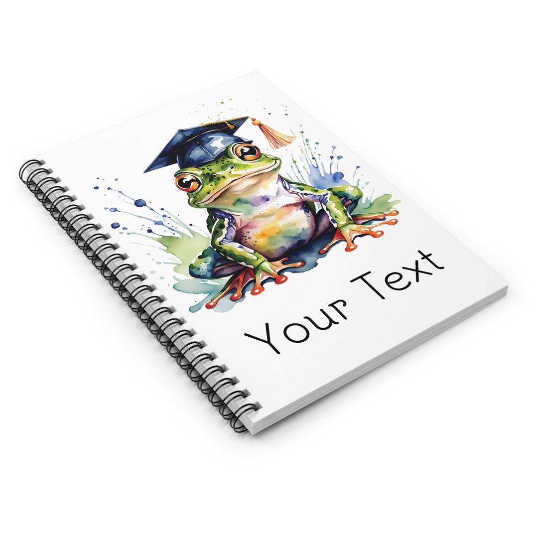 Custom Graduation Gift Frog Spiral Notebook, Ruled Pages, Fun Frog ...
