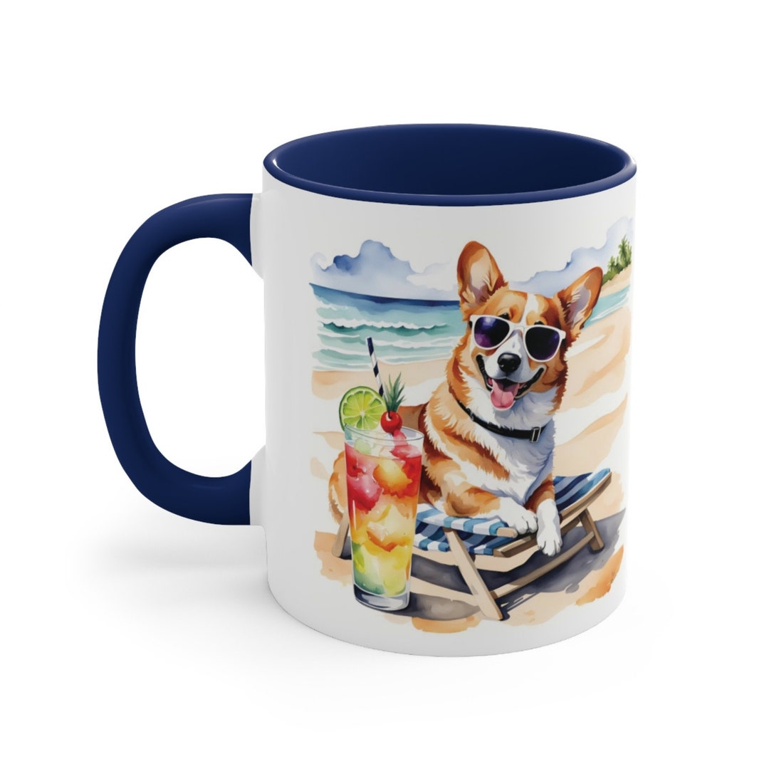 Corgi Summer Holiday Beach Vibes, Corgi Dad Gift, Custom Coffee Mug ...