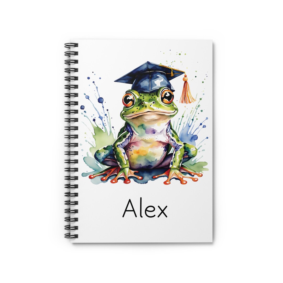 Custom Graduation Gift Frog Spiral Notebook, Ruled Pages, Fun Frog ...