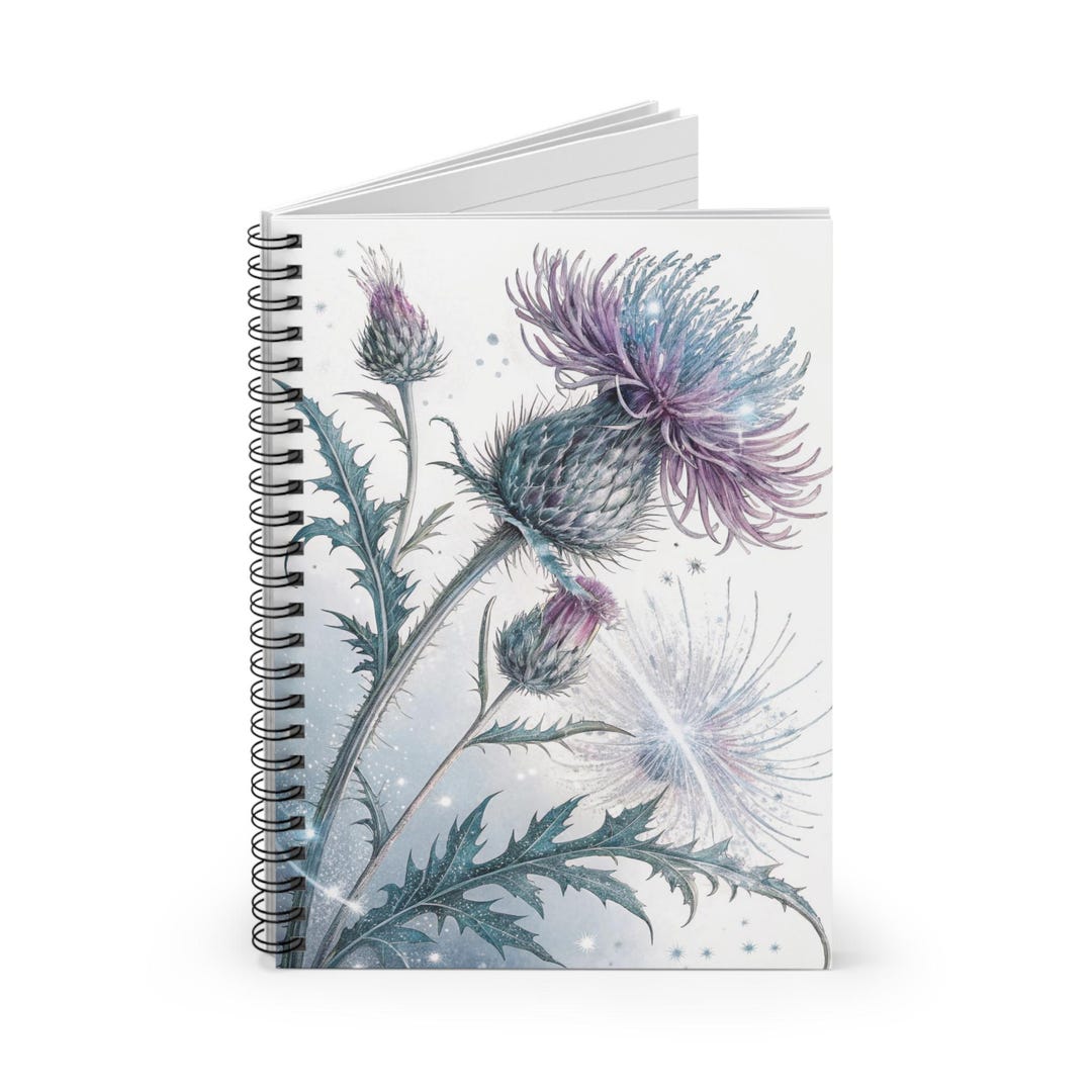 Scottish Thistle Gift Floral Notebook, Scotland Art Watercolor Thistle ...
