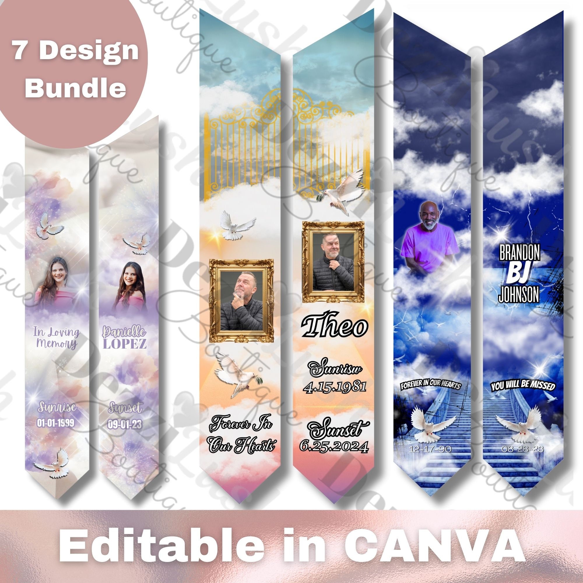 Memorial Stole Canva Template - 7 Customizable Design Options - Funeral ...