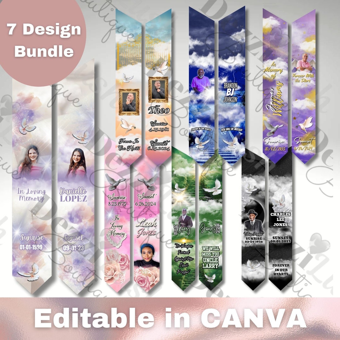Memorial Stole Canva Template - 7 Customizable Design Options - Funeral ...