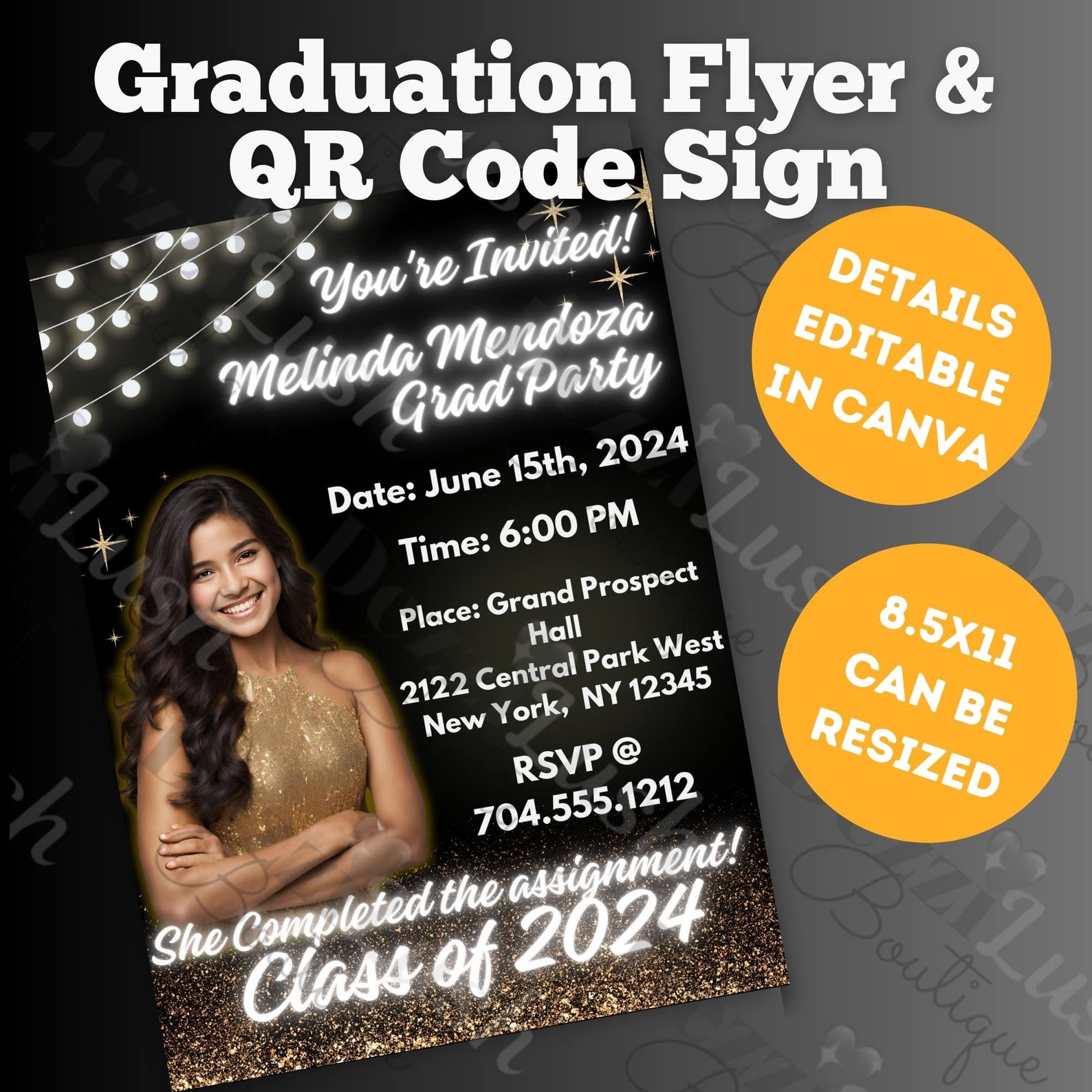 Graduation Party, Grad Invite, Invitation Flyer and Qr Scan Pay Sign ...