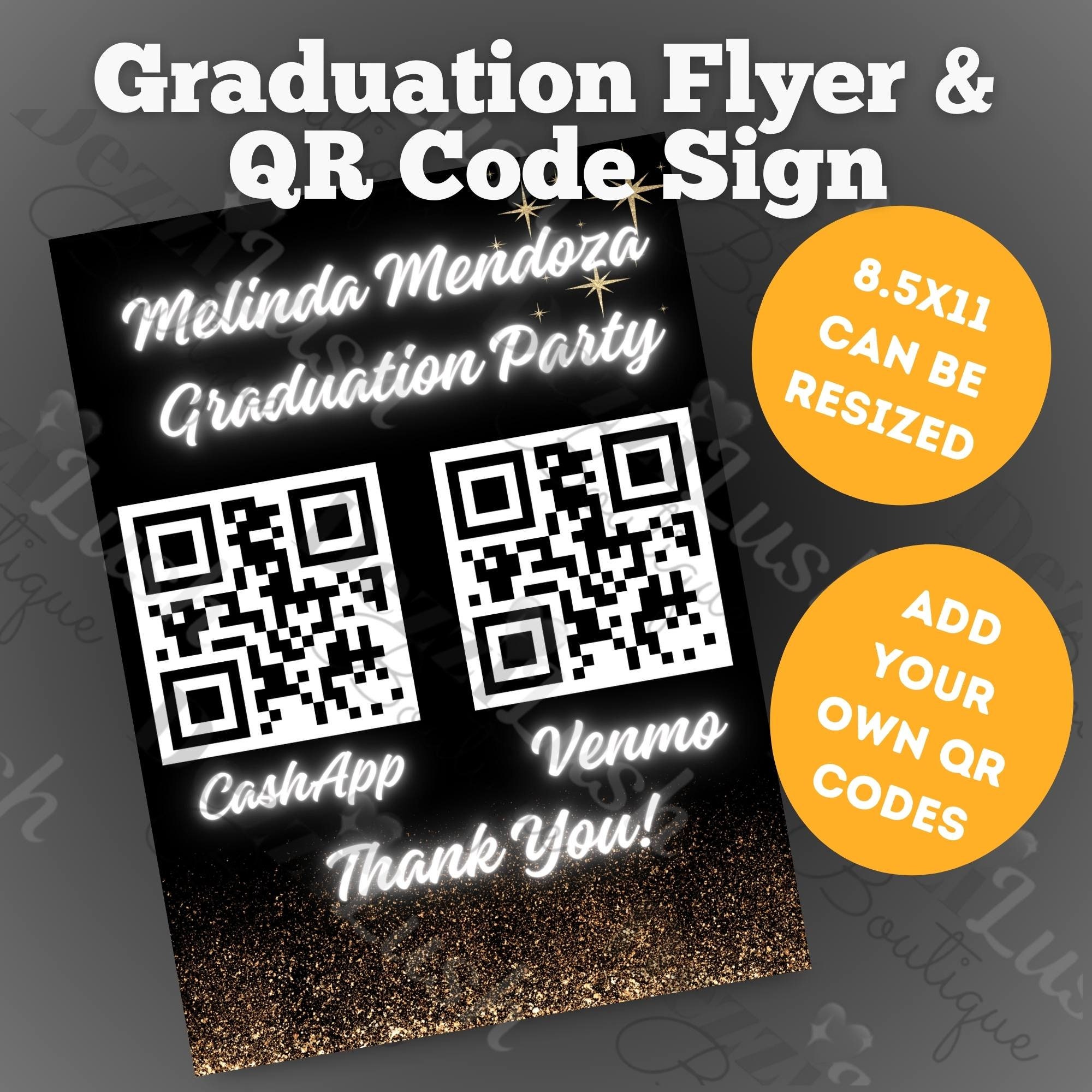 Graduation Party, Grad Invite, Invitation Flyer and Qr Scan Pay Sign ...
