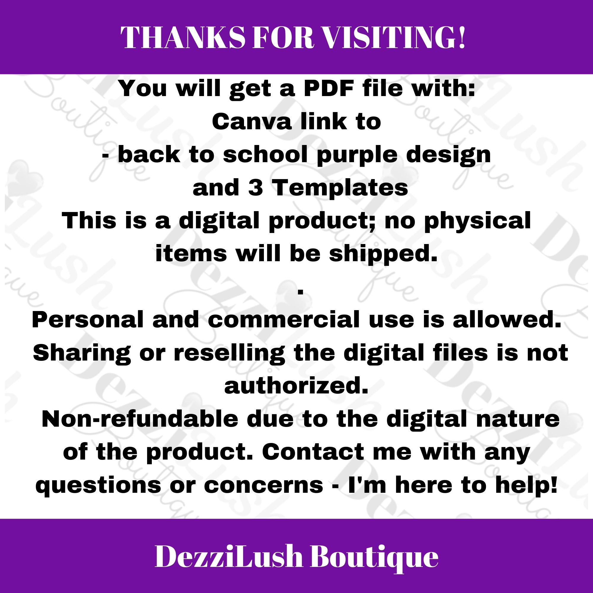 Back to School Bundle, Editable Canva Templates for Custom Bookbag ...