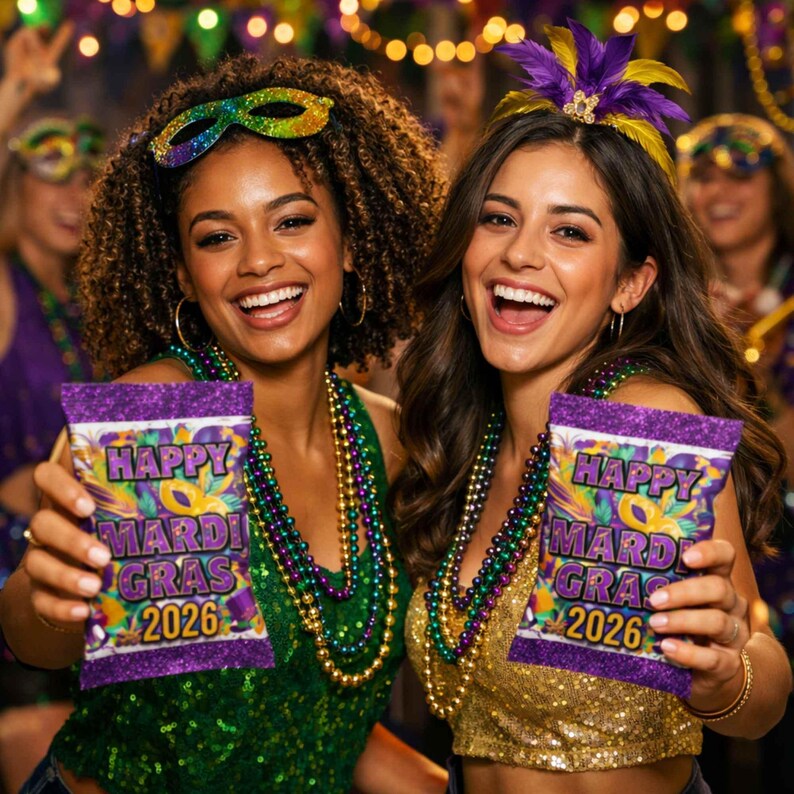 Editable Mardi Gras Party Favor Template | Printable 8.5x11" Digital ...