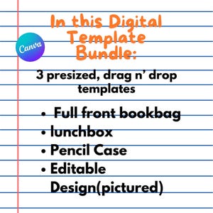 Back to School Bundle, Editable Canva Templates for Custom Bookbag ...