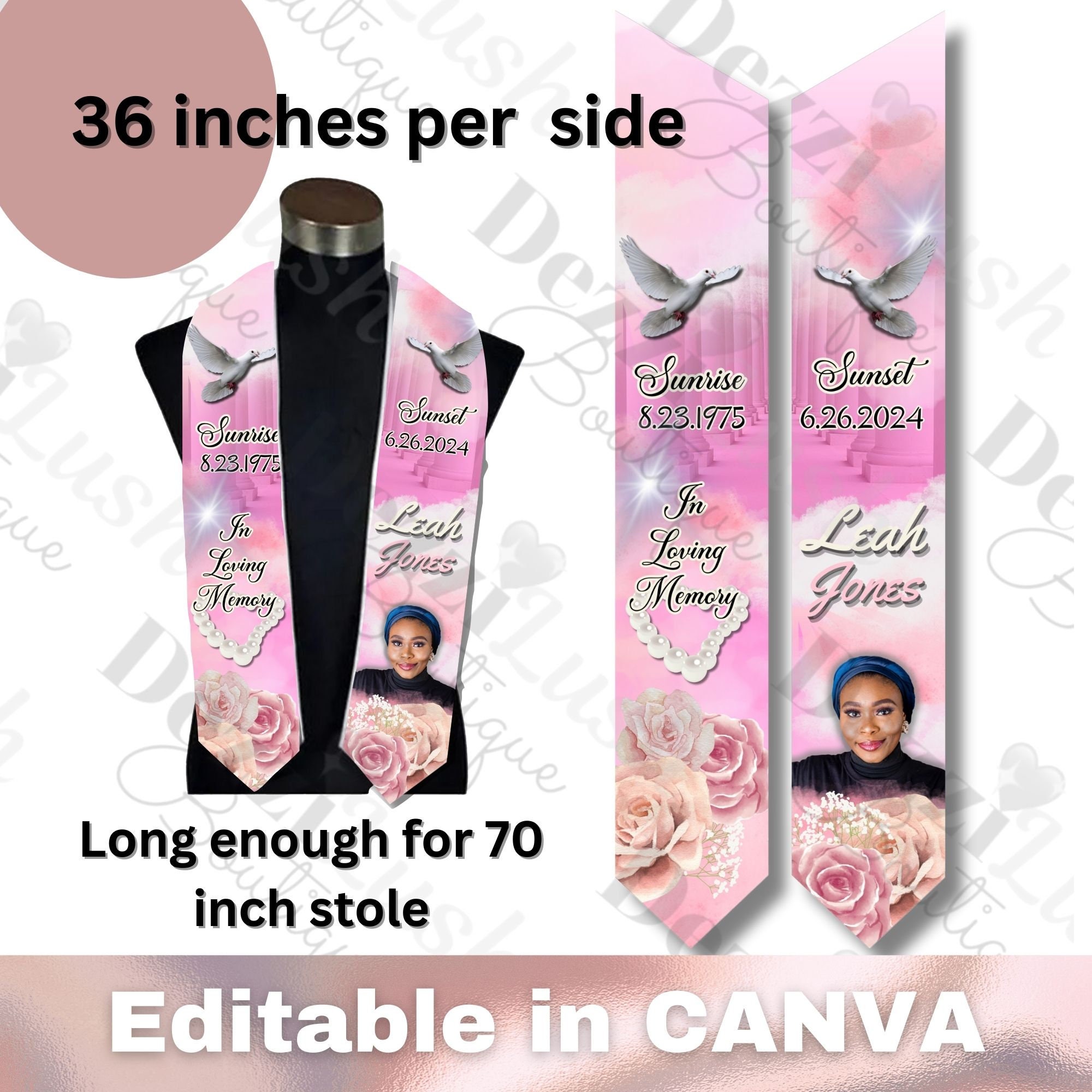 Memorial Stole Canva Template - 7 Customizable Design Options - Funeral ...