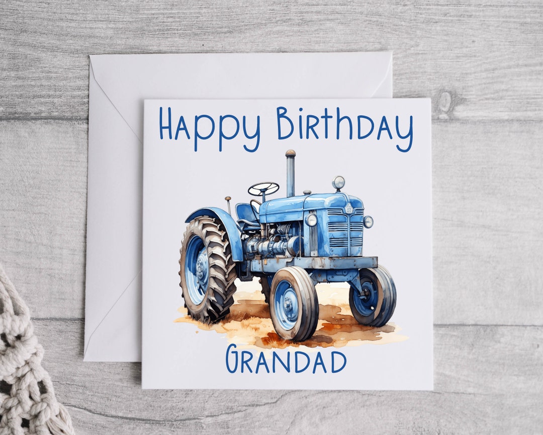 Personalised Vintage Tractor Card, Tractor Card for Grandad Dad Son ...