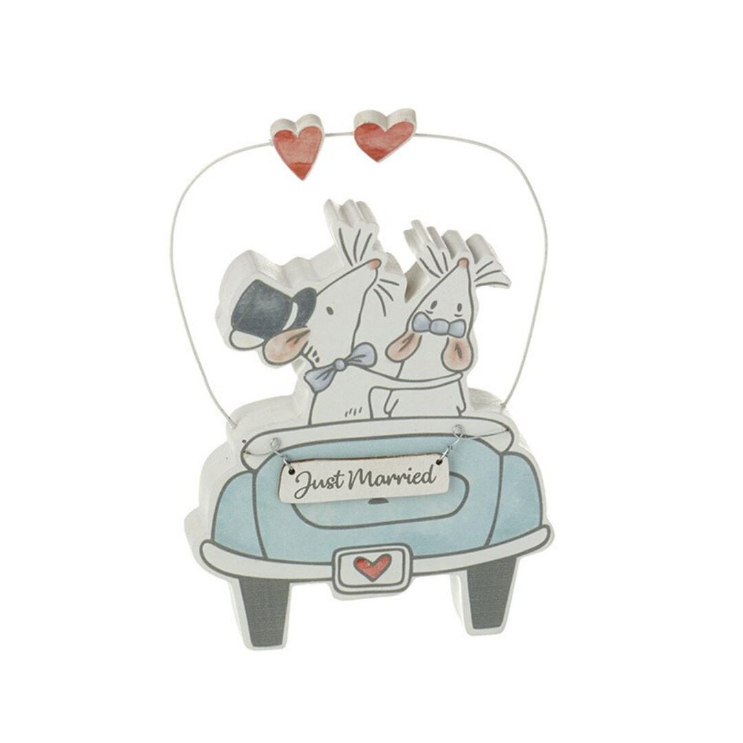 Just Married Mice in Car Hanging Decoration Bridal Favour Wedding ...