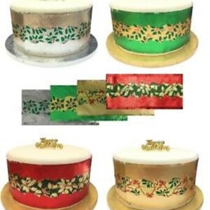 Foiled Christmas Cake Frill Cake Trim Frilled Edge Paper Band Festive ...