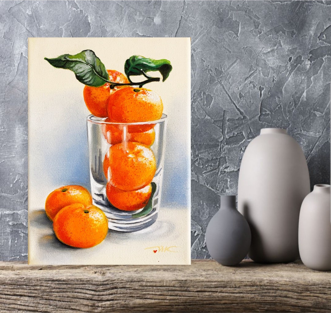 Original Tangerines Oil Painting: Still Life Fruit Art (6x8) - Etsy