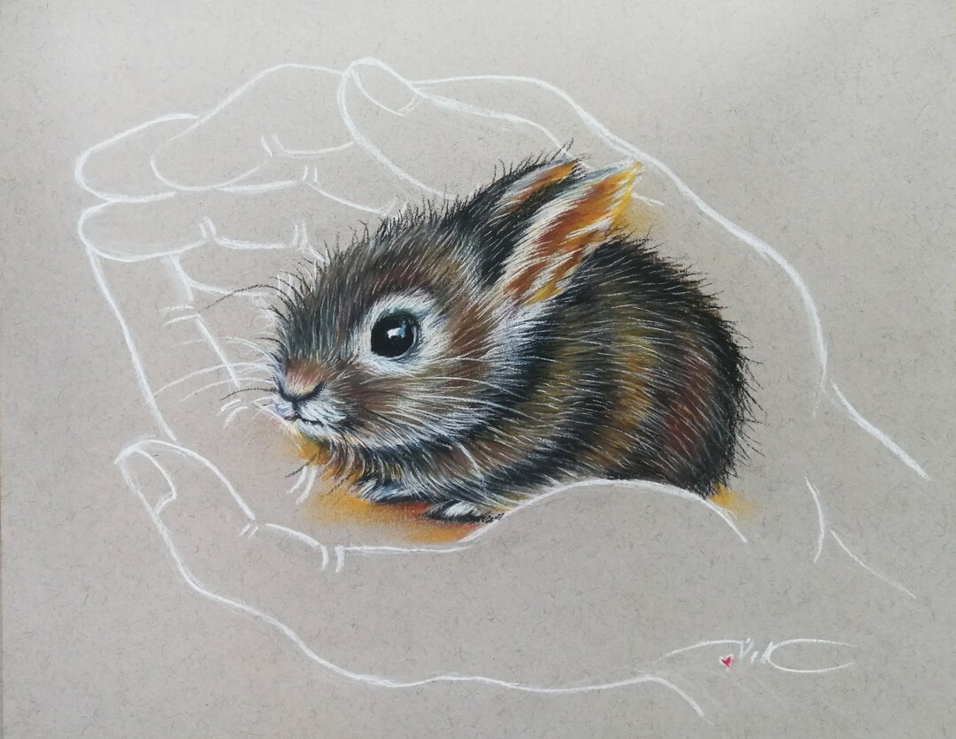 Rabbit Painting Original Art Animals Painting Small Wall Art 8 X 9 in ...