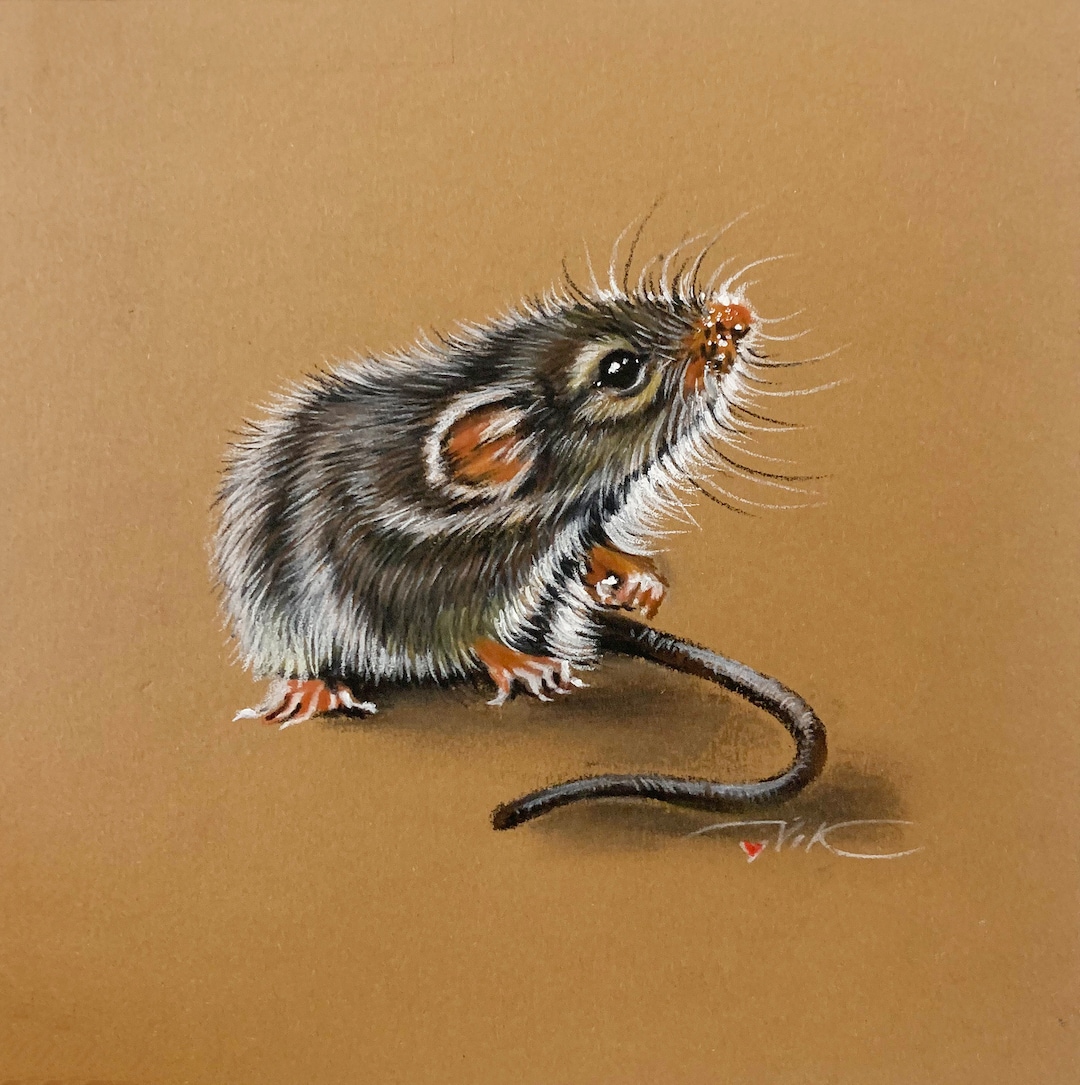 Mouse Painting Animals Original Art Animals Painting Pastel Small Wall ...