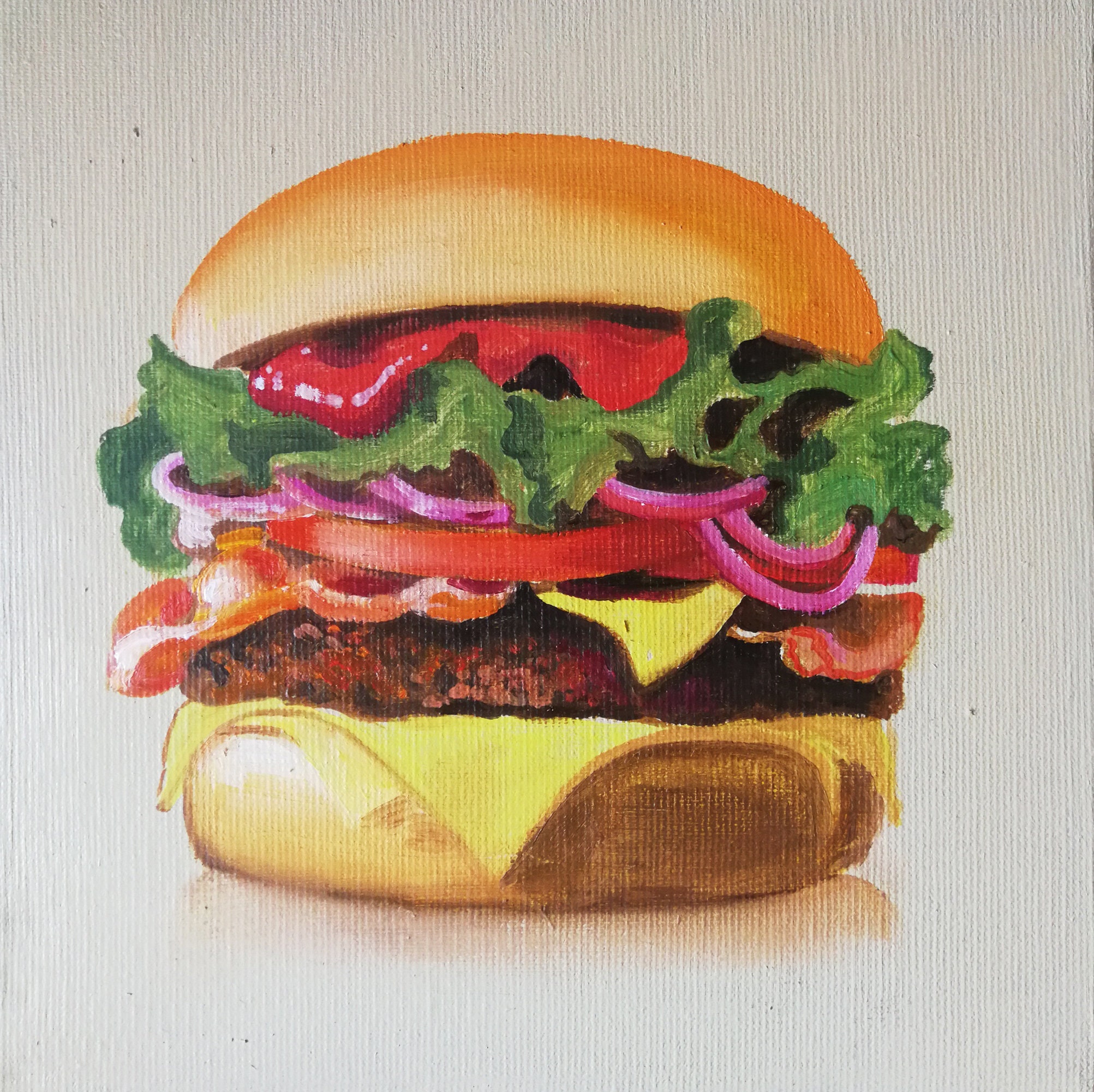 Burger Painting Original Art Oil Painting on Canvas Food - Etsy