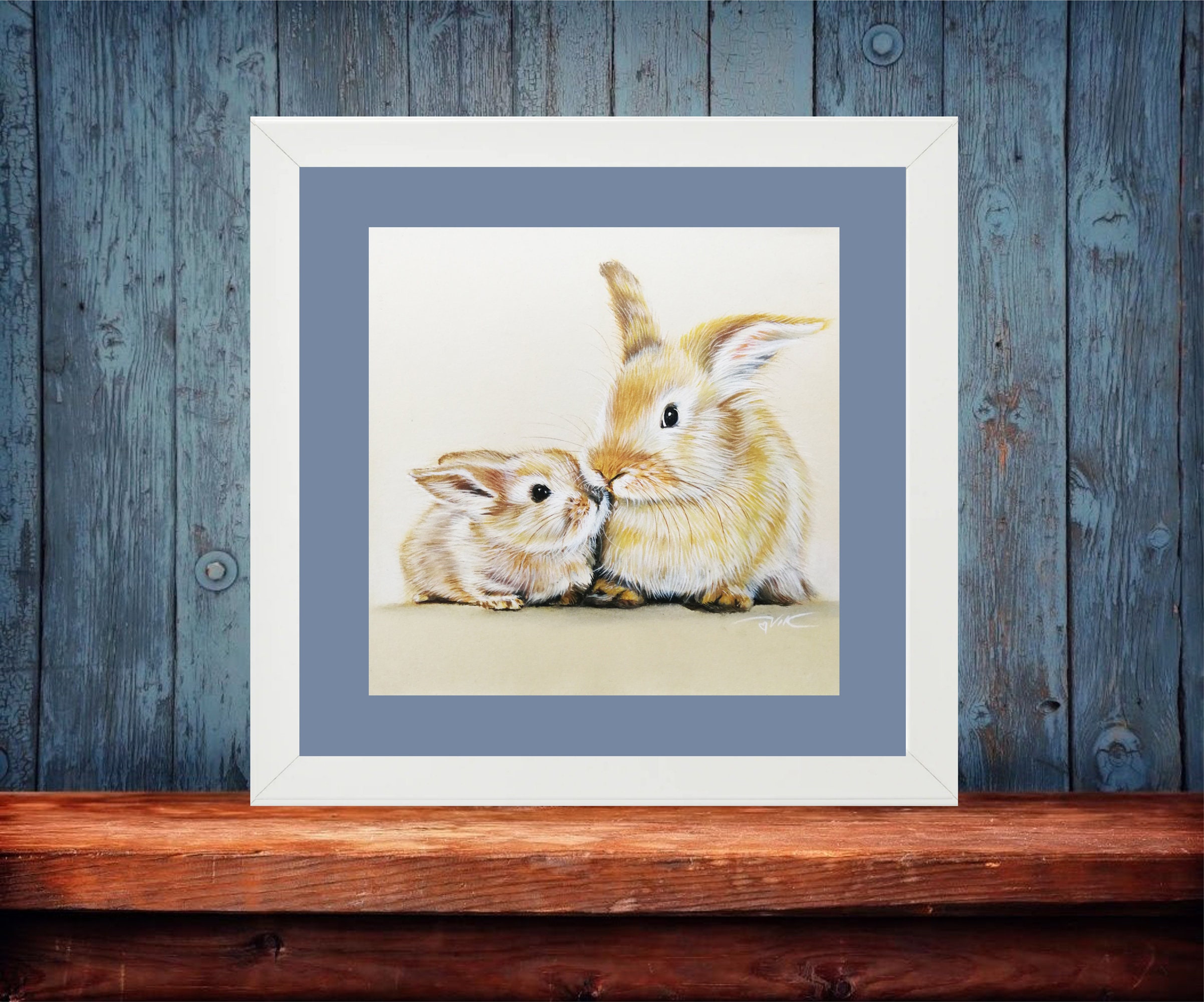 Rabbits Painting Original Art Animals Painting Wall Art 8 х 8 - Etsy