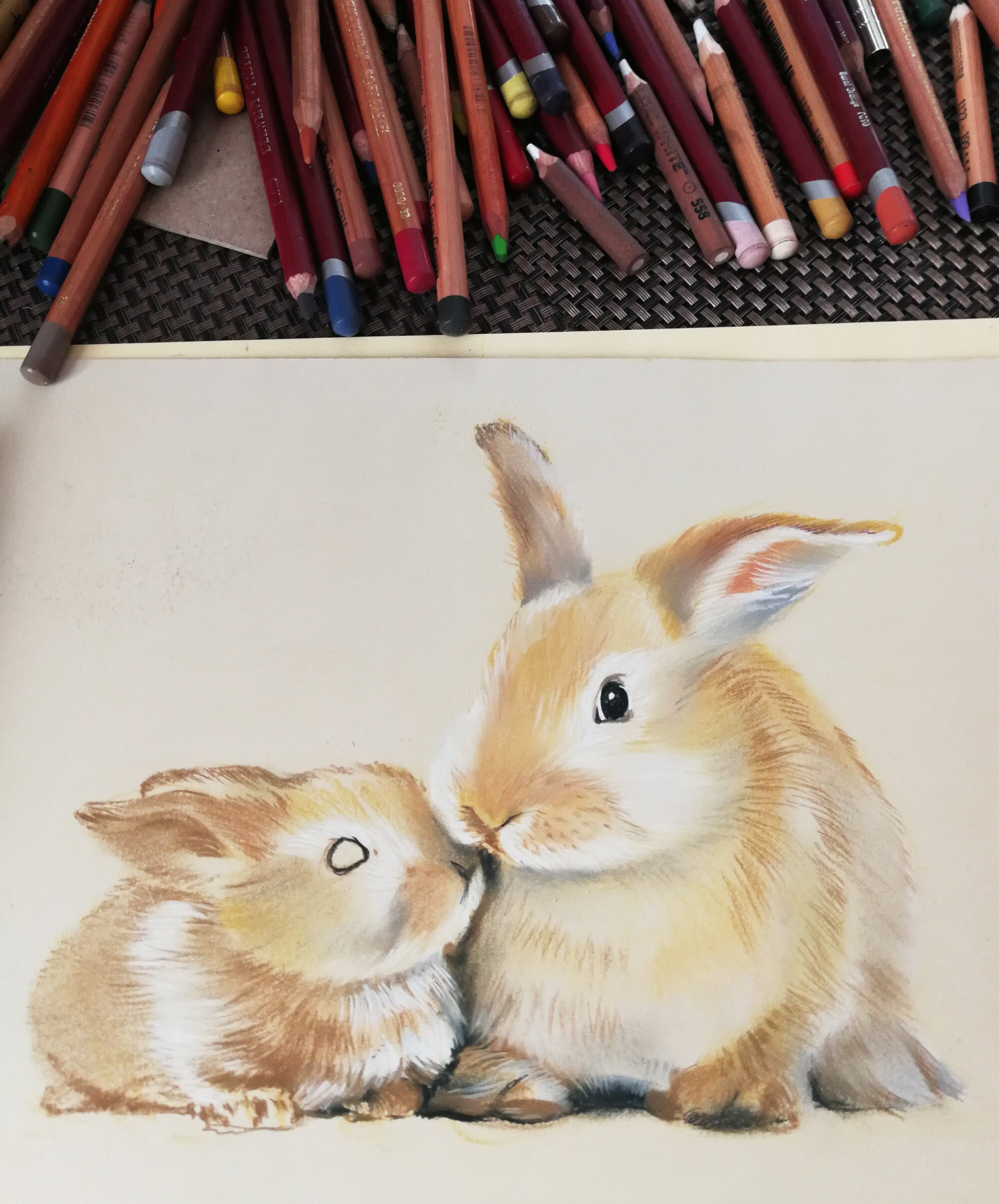 Rabbits Painting Original Art Animals Painting Wall Art 8 х 8 - Etsy