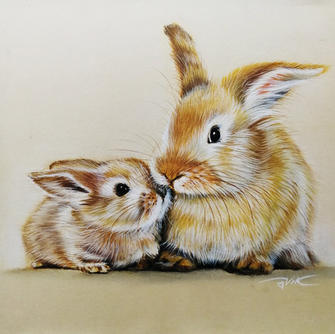 Rabbits Painting Original Art Animals Painting Wall Art 8 х 8 - Etsy