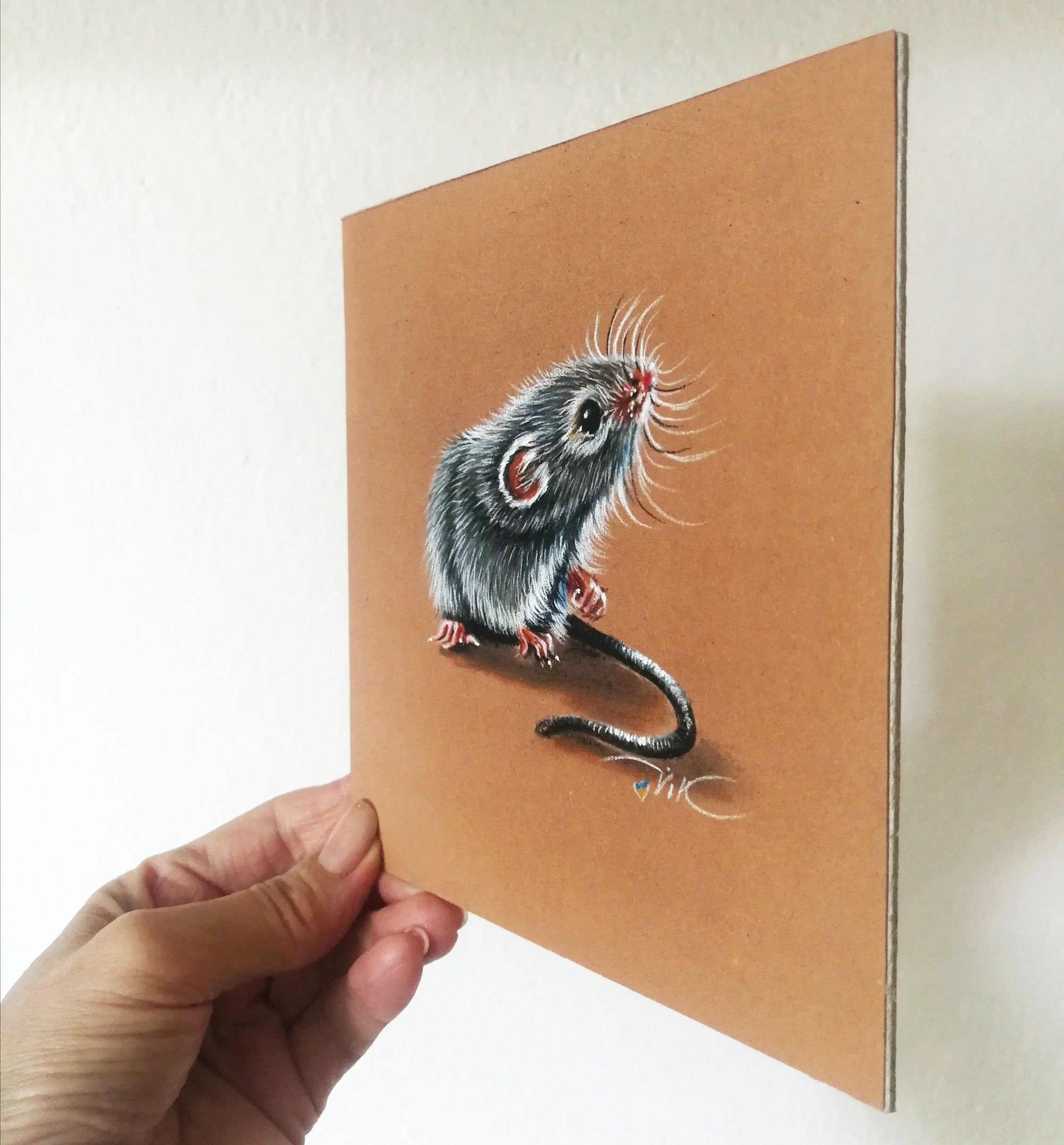 Mouse Painting Animals Original Art Animals Painting Pastel | Etsy