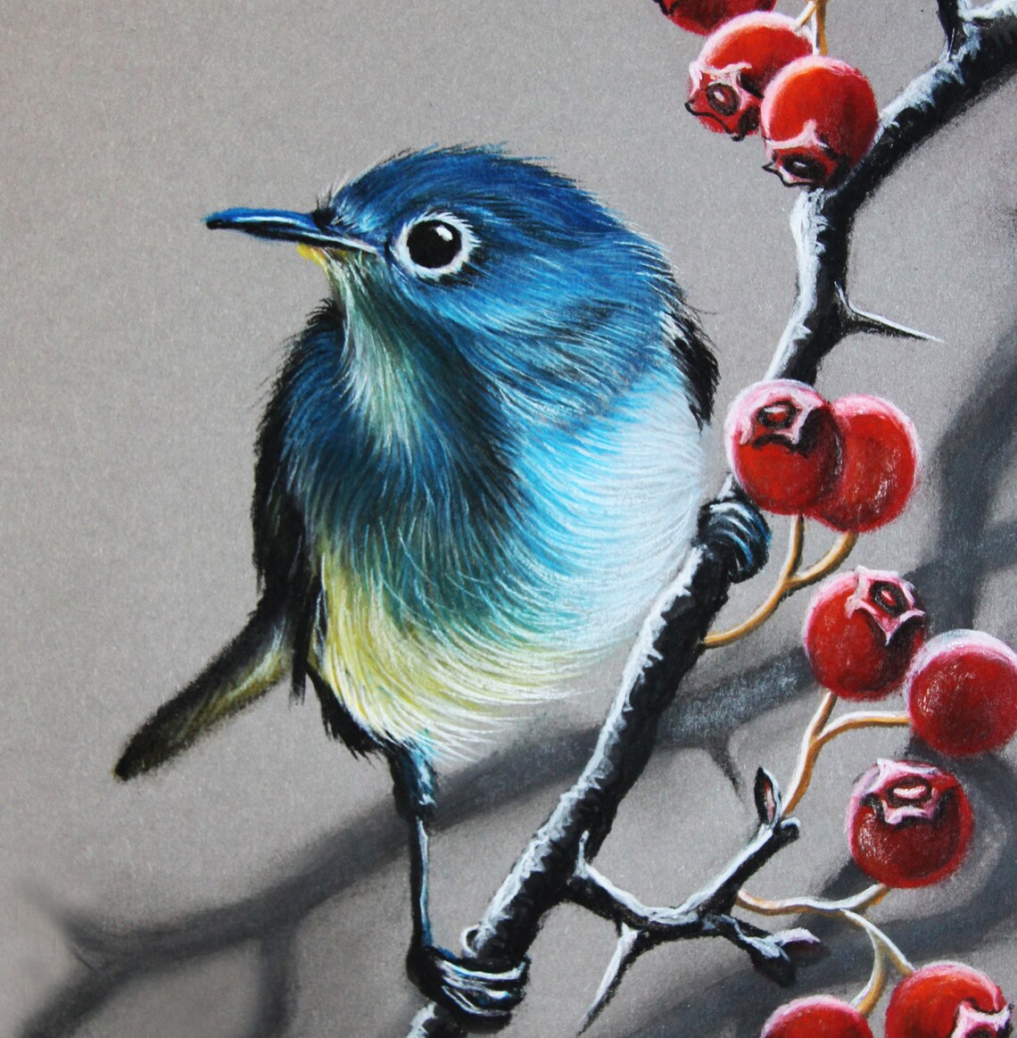 Painting Blue Bird Original Art Birds Painting Small Wall Art - Etsy