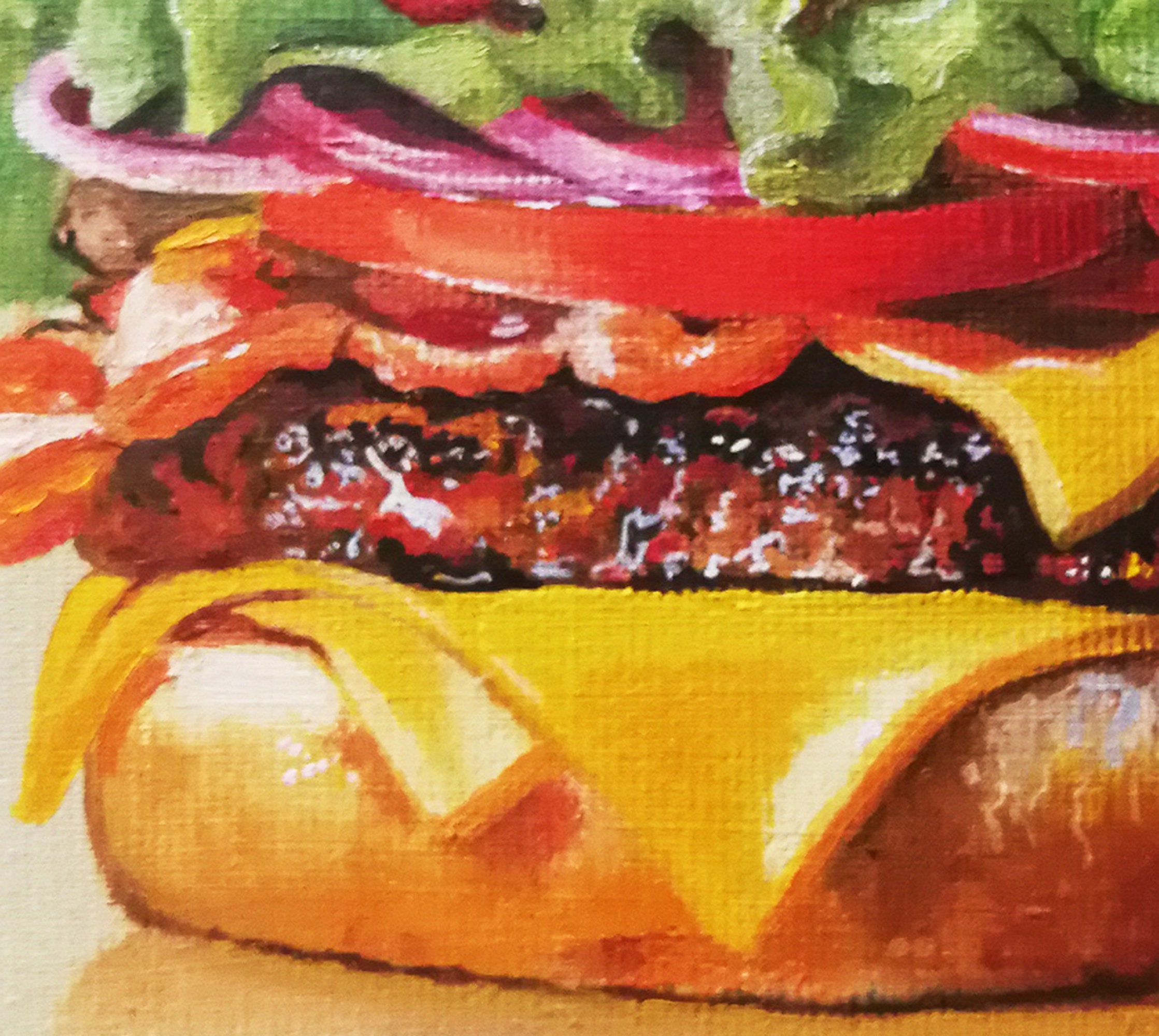 Burger Painting Original Art Oil Painting on Canvas Food - Etsy