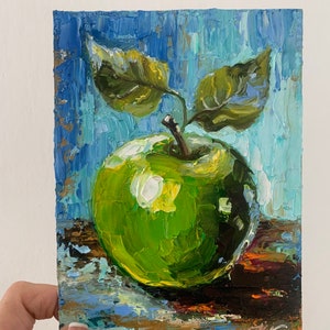 Green Apple Painting Original Painting Oil Painting Impasto Wall Decor ...