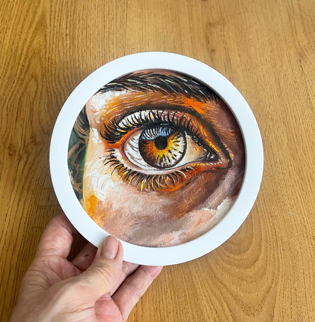 Brown Eye Oil Painting Wall Decor 6x6 Inches - Etsy